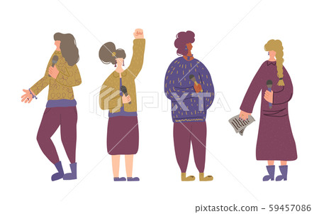 Cute woman speakers group Orators vector character - Stock Illustration ...