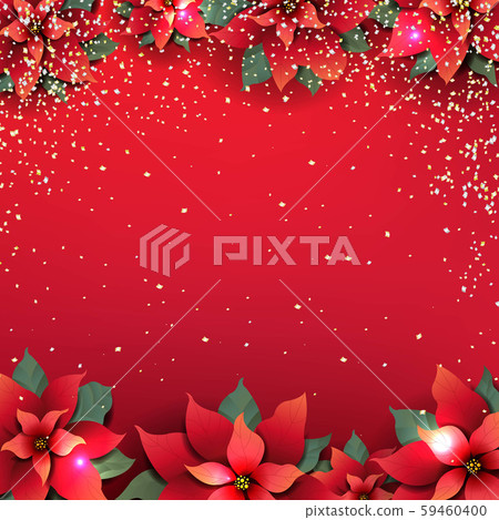 Christmas Poster With Red Poinsettia Flower - Stock Illustration ...
