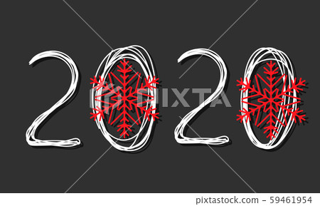 2020, lettering. Carelessly written 2020... - Stock Illustration ...