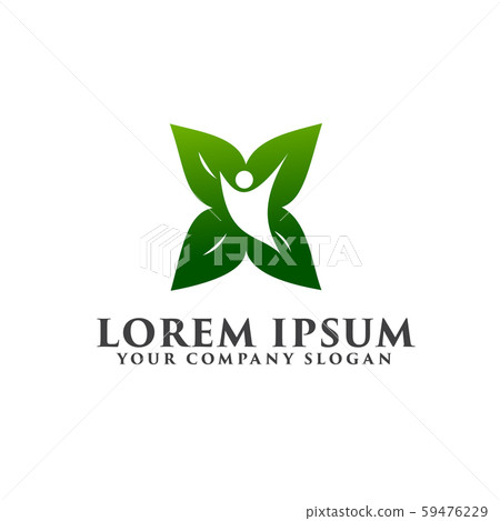 Leaf nature people logo design concept template. - Stock Illustration ...