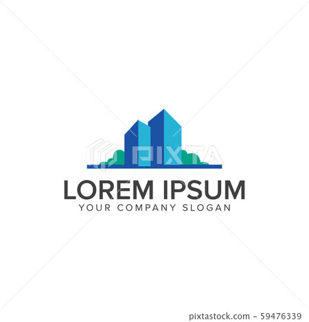 blue building logo. Architectural Construction and - Stock Illustration ...