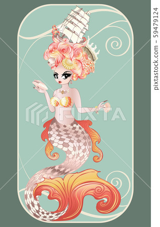 Mermaid with rococo hair - Stock Illustration [59479124] - PIXTA