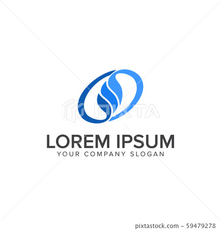 Blue Leaf Logo design concept template - Stock Illustration [59479278 ...