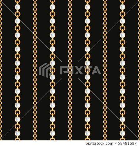 Seamless pattern of Gold chain lines on black... - Stock Illustration ...