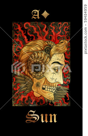 Sun. Card of Lenormand oracle deck Gothic... - Stock Illustration ...