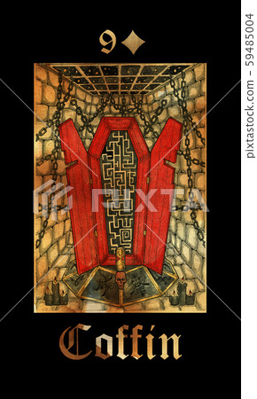 Coffin. Card of Lenormand oracle deck Gothic... - Stock Illustration ...