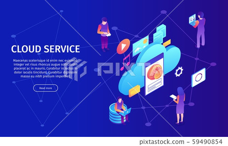 Cloud Services Horizontal Banner - Stock Illustration [59490854] - PIXTA