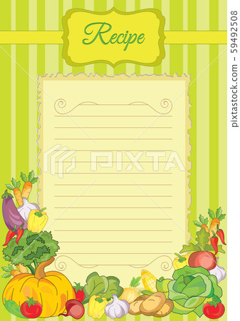 Note paper with vegetables. Paper for recipes.... - Stock Illustration ...