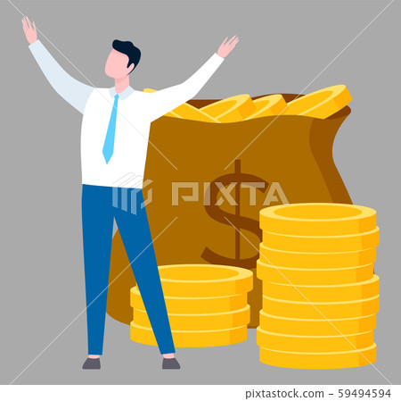 Moneybag and Worker, Dollar Currency, Work Vector - Stock Illustration ...