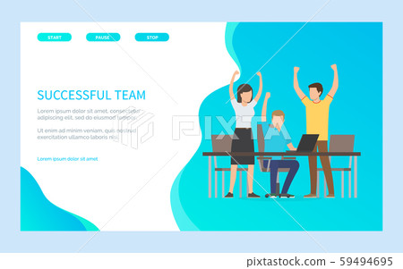 Successful Team, Reach Success Blue Webpage Vector - Stock Illustration ...