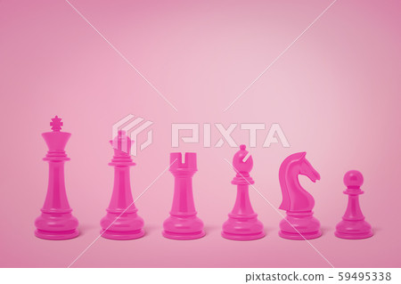 3d rendering of pink chess pieces on pink... - Stock Illustration ...