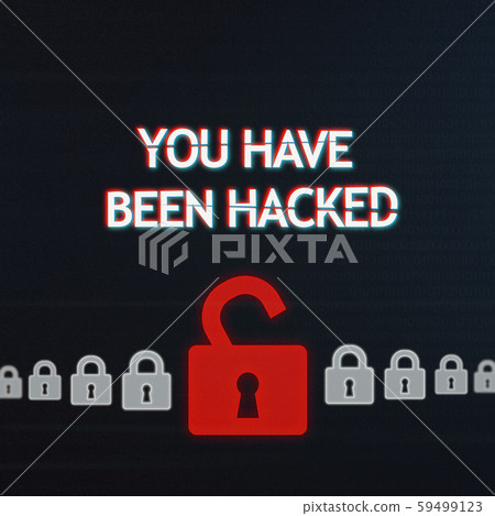 You have been hacked inscription with open red... - Stock Illustration ...