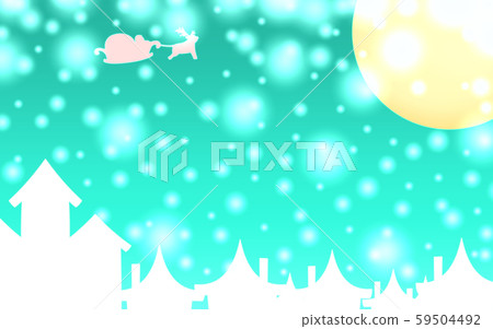 Santa's night view background (light blue) - Stock Illustration ...