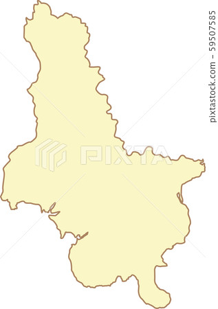 Kushima City Map Cream Color Kyushu Miyazaki... - Stock Illustration ...