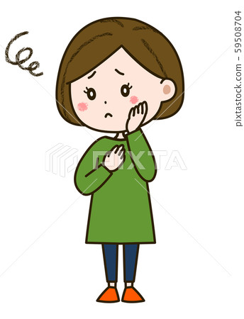 Worried woman pose illustration - Stock Illustration [59508704] - PIXTA