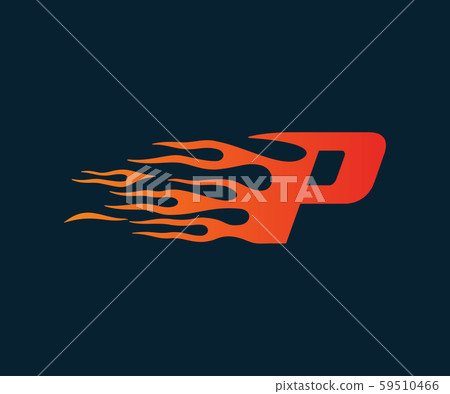 Letter P flame Logo. speed logo design concept - Stock Illustration ...
