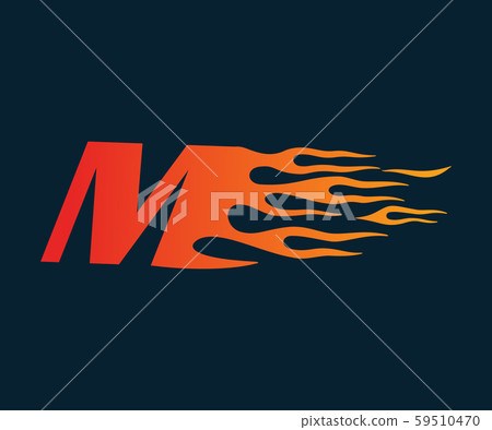 Letter M flame Logo. speed logo design concept - Stock Illustration ...