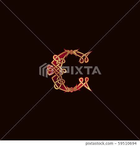 luxury letter C Decoration Logo design concept - Stock Illustration ...