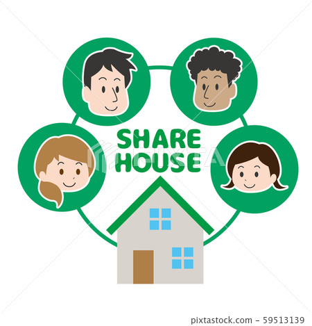 Share house male female shared residence - Stock Illustration [59513139 ...