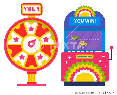 Game Machine and Fortune Wheel Gambling Casino - Stock Illustration ...