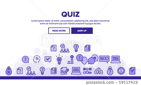 Quiz Game Landing Header Vector - Stock Illustration [59517419] - PIXTA