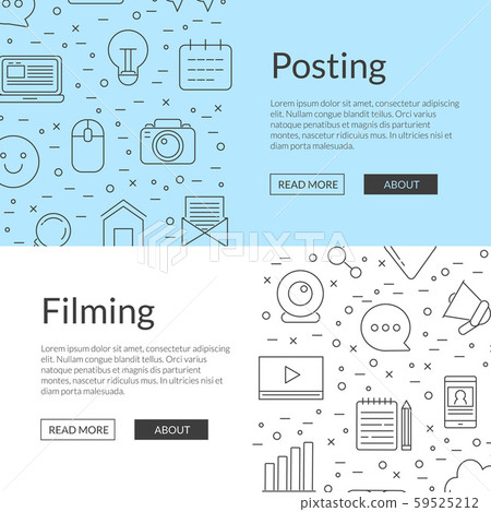 Vector line blog icons web banner templates... - Stock Illustration ...