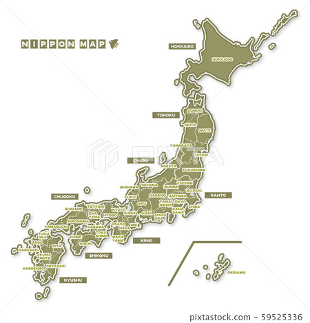 Nihongo Map Aokiku Leaf Color (English) - Stock Illustration [59525336 ...