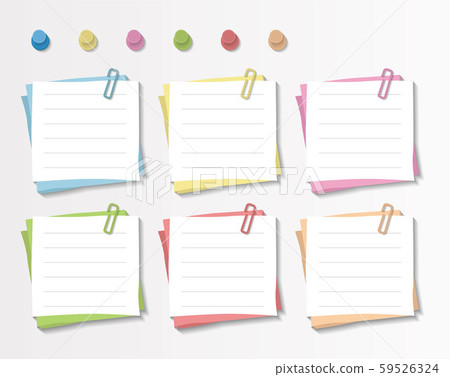 Set Of Four Colorful Sticky Notes and pins.... - Stock Illustration ...