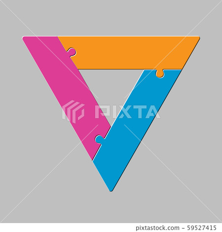 Three pieces puzzle triangle diagram info graphic - Stock Illustration ...