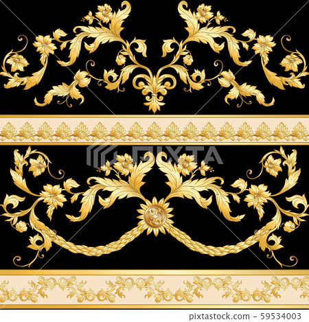Seamless pattern in baroque, rococo, victorian, - Stock Illustration ...
