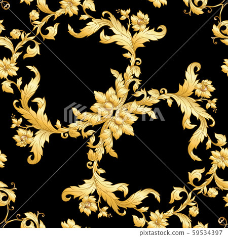 Seamless pattern in baroque, rococo, victorian, - Stock Illustration ...