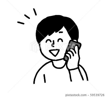 Man (simple) calling on smartphone - Stock Illustration [59539726] - PIXTA