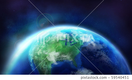 Dawn over the planet Earth. The day half of the... - Stock Illustration ...