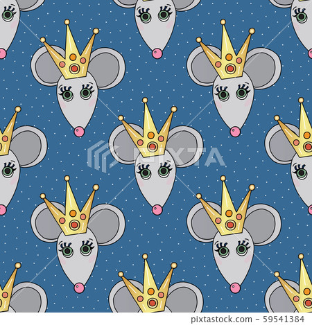 Rat princess character vector seamless pattern.... - Stock Illustration ...