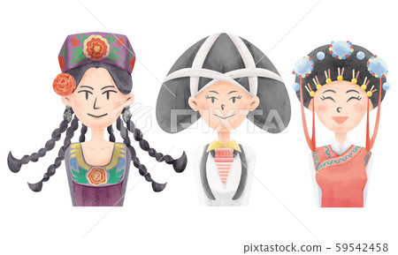 Girls in national costumes 01 - Stock Illustration [59542458] - PIXTA