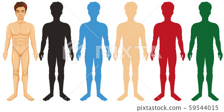 Man and different silhouette color bodies - Stock Illustration ...