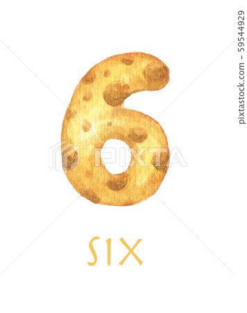 Cheese font 6 number. Symbol isolated on white... - Stock Illustration ...