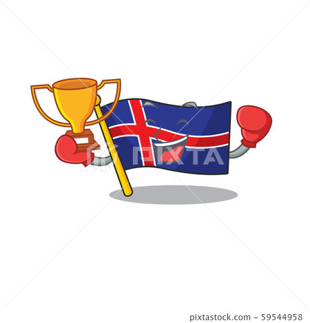 Character flag iceland on boxing winner happy - Stock Illustration ...