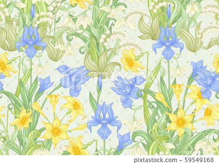 Spring flowers seamless pattern - Stock Illustration [59549168] - PIXTA