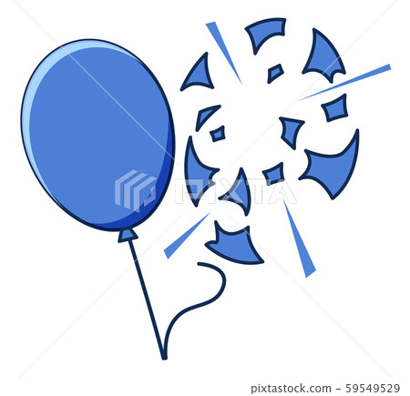 Blue balloon popped on white background - Stock Illustration [59549529 ...
