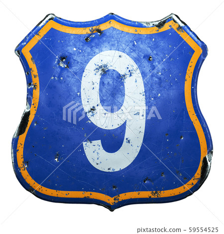 Public road sign in blue and orange color with... - Stock Illustration ...
