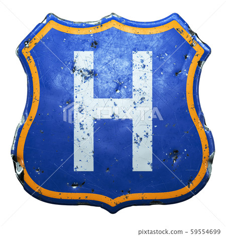 Public road sign in blue and orange color with... - Stock Illustration ...