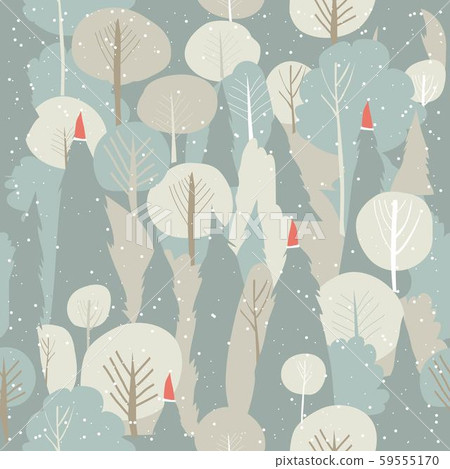Seamless vector winter forest pattern.... - Stock Illustration [59555170] - PIXTA