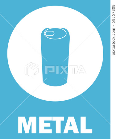 Metal Waste Sorting Sign, Banner with Tin Can - Stock Illustration ...