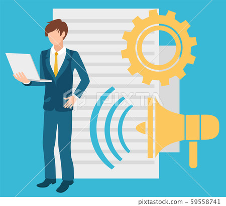 Developer Coder with Laptop and Documents Gear - Stock Illustration ...