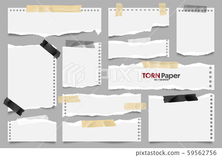 White ripped paper strips collection. Realistic... - Stock Illustration ...