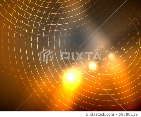 Dark space with neon color glowing lights... - Stock Illustration ...