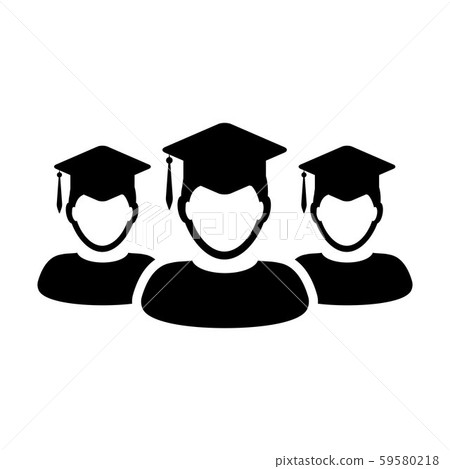 Education icon vector male group of students - Stock Illustration ...