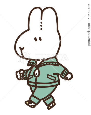 White rabbit walking - Stock Illustration [59580586] - PIXTA
