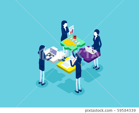Cooperation by agency group to create a team. - Stock Illustration ...